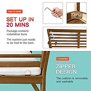 Patio Conversation Set Patio Furniture Patio Sofa Set Outdoor Chat Set 4-Piece Acacia Wood Outdoor Seating Set with Water Resistant Cushions and Coffee Table for Pool Beach Backyard Balcony Garden