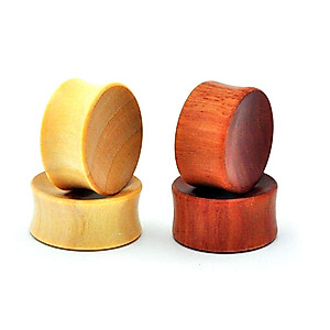 Mystic Metals Body Jewelry Set of 2 Pairs Concave Wood Plugs Saba and Crocodile - 2 Sets Included (1-1/2" (38mm))