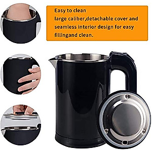 DCIGNA Electric Tea Kettle, 0.5L Stainless Steel Travel Kettle, Portable Hot Water Kettle, Auto Shut-off & Fast Boiling, Dry Protection, Suitable For Coffee, Tea, 110V/800W (Dark Blue)