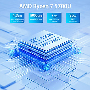 Beelink Mini PC AMD Ryzen 7 5700U Up to 4.3GHz 8C/16T, SER5 16GB RAM 1TB SSD Graphics 8core 1900 MHz, M.2 SSD NVME 2280 Mini Computer WiFi 6/BT5.2/HDMI/DP/USB3.2,Gaming/Office
