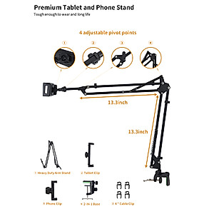 LILANZo Tablet Stand & Phone Holder, Adjustable Stand for 4.6-12.9'' Devices, Compatible with iPad, iPhone, Kindle, Fire HD, Nintendo Switch, Samsung, GoPro etc.