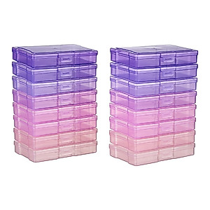 Naivees 4" x 6" Plastic Photo Storage Case with 16 Inner Photo Containers Boxes Greeting Cards Containers Boxes Storage, Seed Storage Perfect for Storing Pictures,Photos and Cards (Pink & Purple)