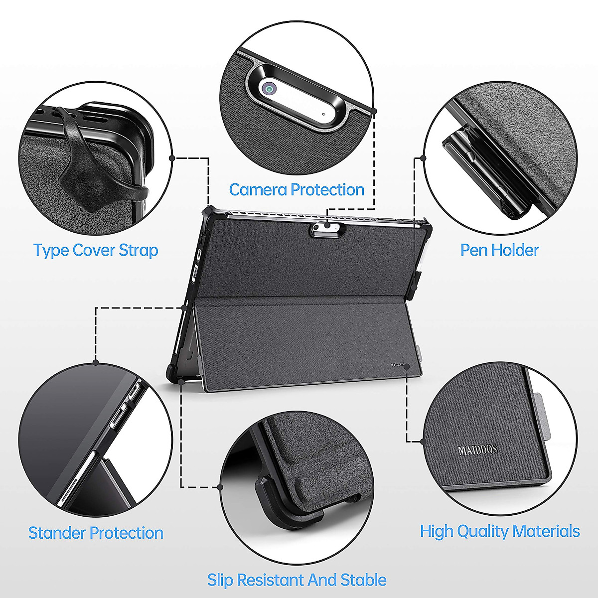 Surface pro 7 Case, Microsoft Surface Pro Cover, Shockproof Protective Skin Covers Sleeve for Surface Pro 7 Plus/Surface Pro 7 / Surface Pro 6 / Surface Pro 5 / Surface Pro 4 with Pencil Holder