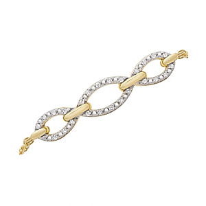 Timeless Love Sterling Silver Gold-Plated 1/10ct. t.w. Diamond Curb Link for Women, Adjustable Bolo Bracelet 10", Dainty Jewelry for Women, Women’s Fashion Bracelets, Diamond Luxury Bangle for Women