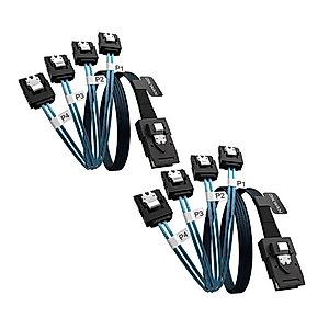 OIKWAN Mini SAS to 4 SATA Cable, 36 Pin SFF 8087 Host/Controller to 7 Pin SATA Target/Backplane, Compatible with PERC H310, RAID Controller 3Feet(2 Pack)
