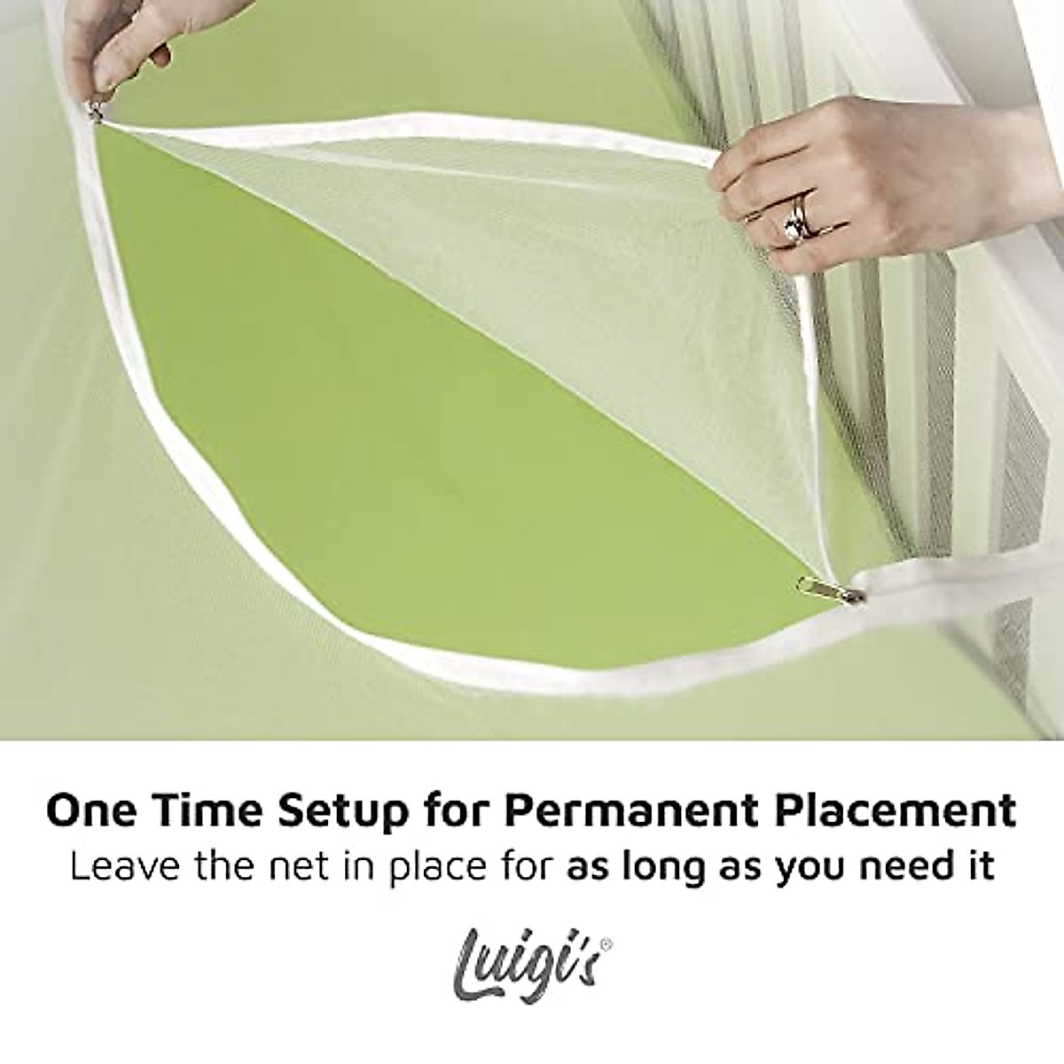 Mosquito Net for Cot, Crib & Cot Bed - Baby Mosquito Insect Net - Cat Net with Zipper Feature for Quick, Easy Access to Your Baby (by Luigi's)