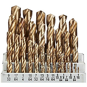 BOSCH GO29 29-Piece Assorted Set Gold Oxide Drill Bits with Included Case Standard Shank Diameters for General Purpose Applications in Wood, Plastic, Light-Gauge Metal