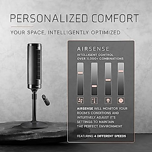 Lasko Elevation 42”-54” Adjustable Height Pedestal Tower Fans for Home, 31 ft/s Airflow, Quiet 28 dB on Low, 90° Oscillation, 12 Hour Timer, Remote Control, Black, EST100
