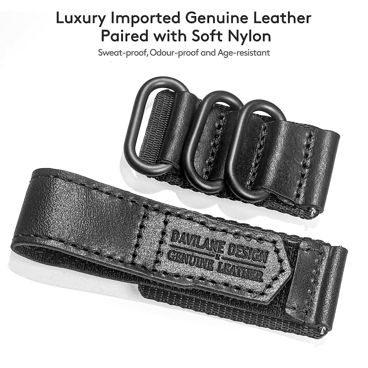 DAVILANE Compatible with Samsung Galaxy Watch Bands,20mm Quick Release Leather Nylon Watch Strap for Galaxy Watch 6 Classic 47mm 43mm/6 44mm 40mm/5 40mm 44mm/5 Pro 45mm etc.