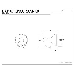 Kingston Brass BA1167C Vintage Robe Hook, Polished Chrome 3-1/8"