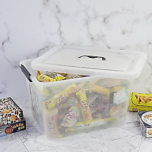 Ponpong 18 Qt. Large Plastic Storage Box, Clear Plastic Latch Box, 4 Pack