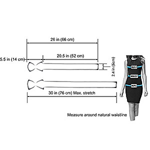 Meta-U Women Flower Elastic Wide Waist Belt (black bow & white bow)