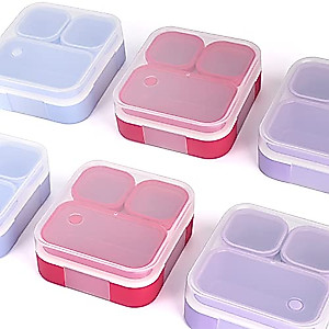 Genteen Leak-Proof Kids Lunch Box, Bento Box with 3 Removable Compartments, Toddler Lunch Box for Daycare, School, Ideal Portion Size for Ages 3 to 7 BPA-Free Dishwasher Safe-Green - Dark Pink