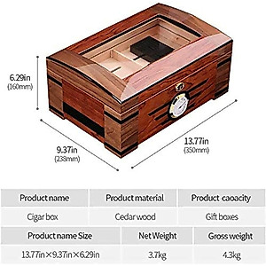 MYSGYH YANGPIN- Cigar Humidor Box with Hygrometer and Humidifier, Crude Wood Desktop Cigar Cases Decorative Box BMZDXJG-0