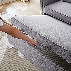 Antetek Sleeper Sofa Couch Bed, 54" Modern Linen 3 in 1 Convertible Loveseat Sleeper with Pullout Bed, Small Love seat Futon Sofa w/Adjustable Backrest for Living Room Bedroom, Light Grey