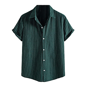 SOLY HUX Men's Short Sleeve Button Down Shirts Casual Dress Going Out Camp Tops Dark Green M