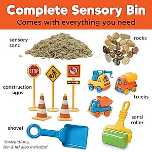 Creativity for Kids Sensory Bin: Construction Zone Playset - Preschool Learning Activities, Excavator Toys for Boys Ages 3-5+, Outdoor Toys and Gifts for Kids
