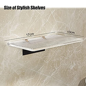 WANLIAN Floating Wall Shelves Shower Phone Holder Wall Mount Acrylic Shelves for Kitchen and Bathroom,Plexiglass Floating Display Shelf for Bathroom, Kitchen, Toilet, Bedroom, Office (Black)