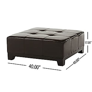 Christopher Knight Home Darlington Bonded Leather Ottoman, Espresso Brown