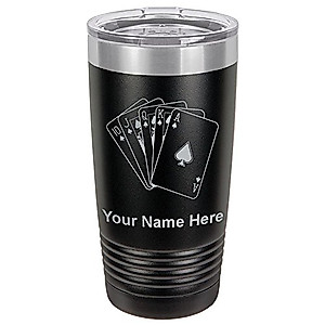 LaserGram 20oz Vacuum Insulated Tumbler Mug, Royal Flush Poker Cards, Personalized Engraving Included (Black)