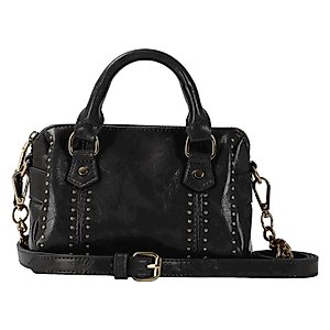 LUCSIS Women's rivets studded crossbody bag purse handbag small light weight cute mini bag PU leather (Black)