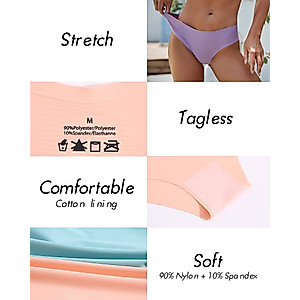 ROSYCORAL Women’s Seamless Bikini Panties Soft Stretch Invisibles Briefs No Show Hipster Underwear cheeky 9 pack XS-L (M)