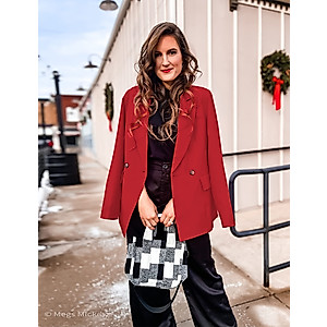luvamia Women Casual Long Sleeve Lapel Oversized Work Blazer Boyfriend Jacket True Red Blazer for Women Plus Size Blazer Womens Casual Blazer Size X-Large Fits Size 16 / Size 18