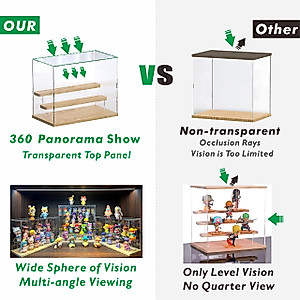 ZzHobbiEs Clear Display Case with Openable Door & Ladder, 3 Tiers Panoramic Display Dustproof Protection for Collectibles, Action Figures, Mini Figurines(3 Tier(Ladder): 8.6x7/ H9.2 in)