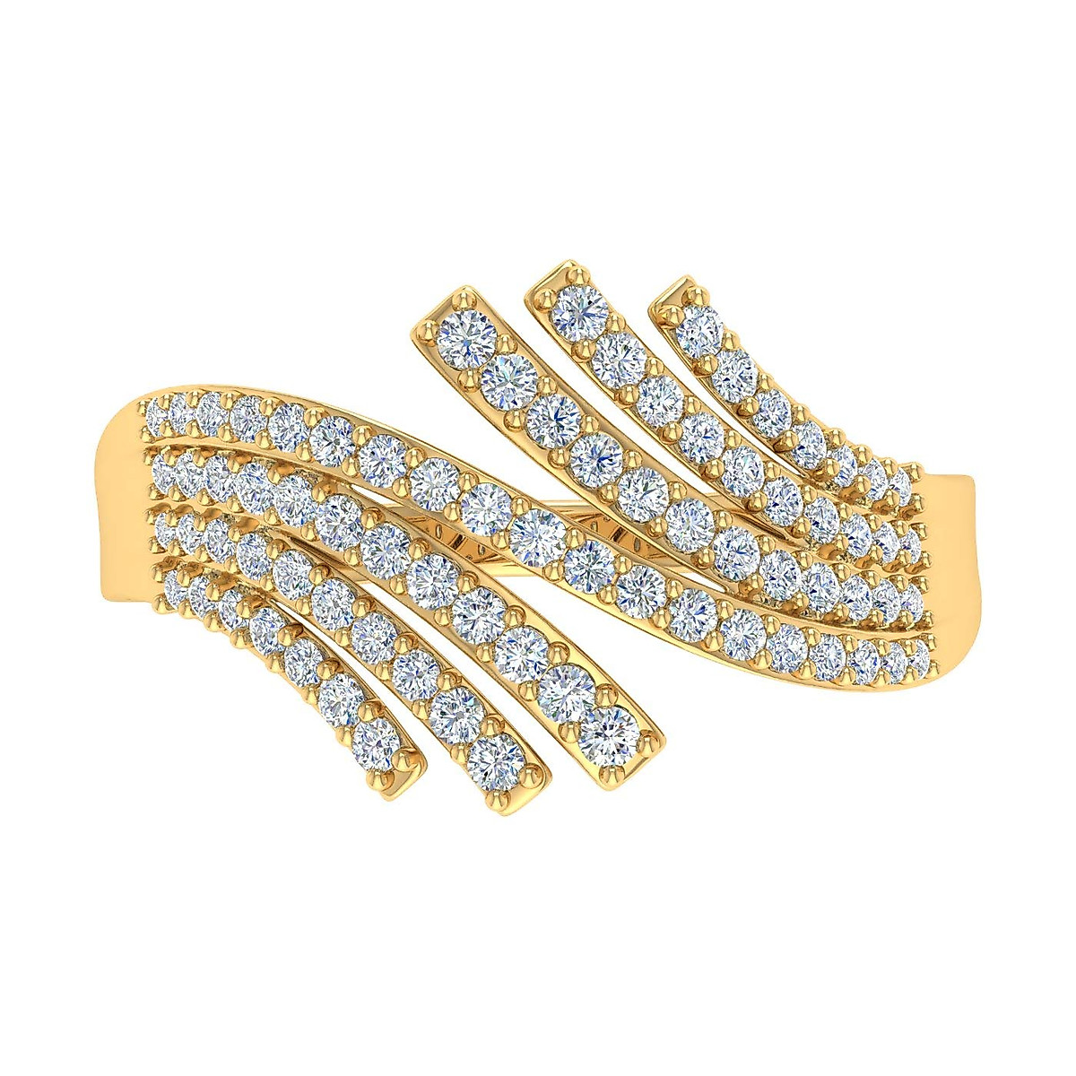 1/2 Carat Bypass Statement Diamond Ring in 10K Yellow Gold (Ring Size 9.25)