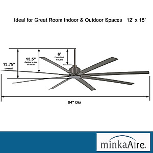 MINKA-AIRE F896-84-SI Xtreme H2O 84 Inch Outdoor Ceiling Fan with DC Motor, Gray Smoked Iron Finish