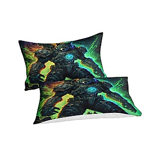 Cosmic Space Wolves 3D Printed Duvet Cover Quilt Cover Bedding Set Comforter Covers for Childrens and Adults with Pillowcases 3 Pieces Microfiber with Zipper Closure Twin（173x218cm）