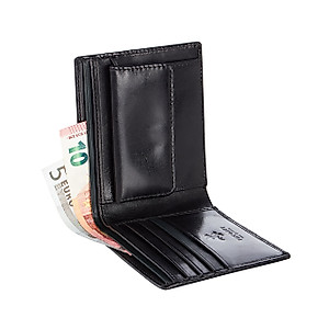 Visconti AER-29 Aero Genuine Leather Mens Bi-Fold Wallet w/Coin Pouch black/green