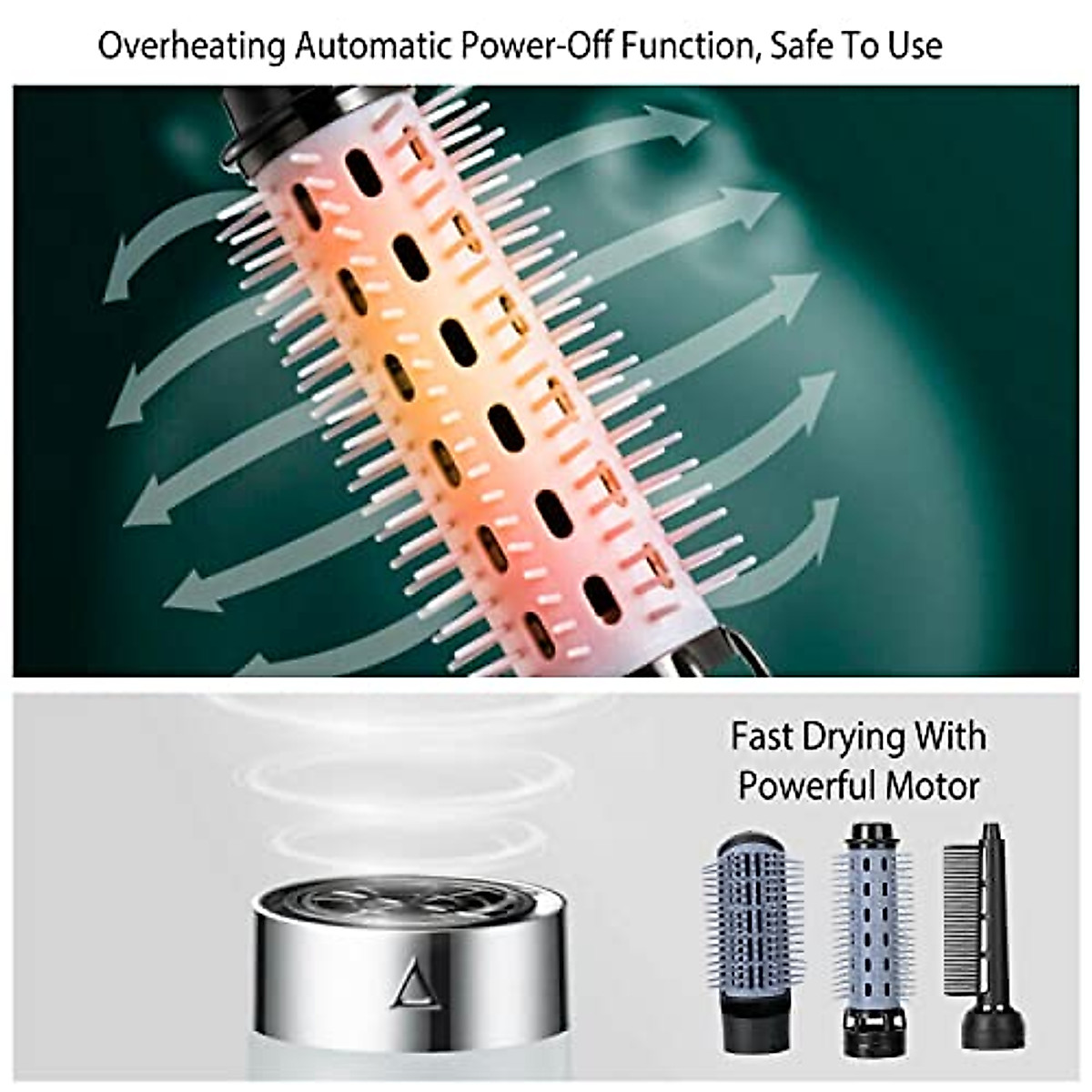 HAAPPYBOX 3 in 1 Hot Air Brush One-Step Hair Dryer Comb 3 Interchangeable Brush Combs Volumizer Hair Curler Straightener