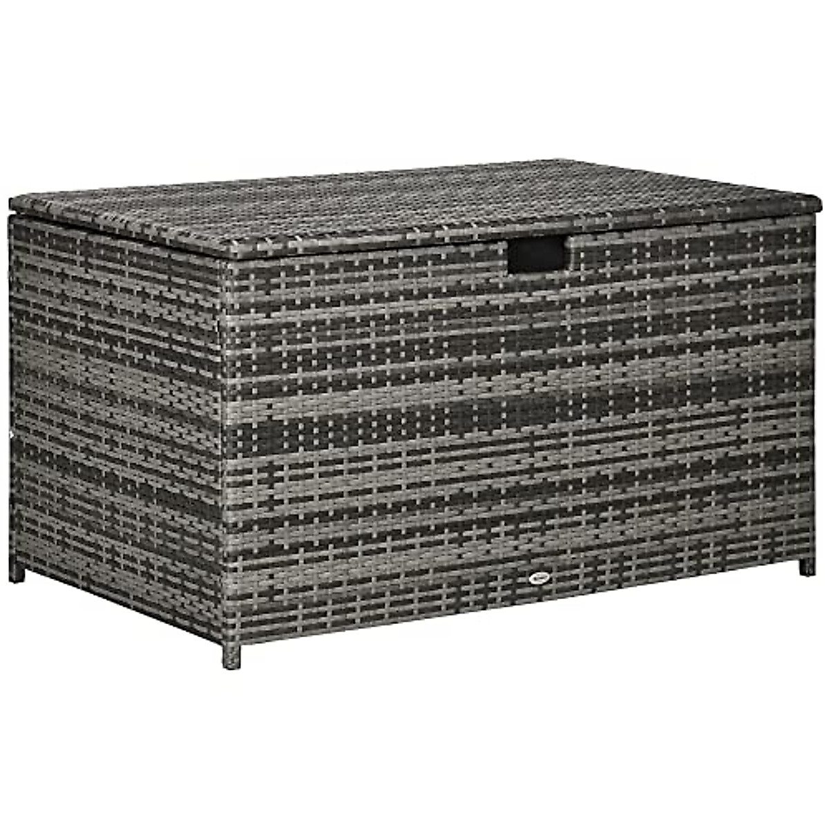 Outsunny Outdoor Deck Box, PE Rattan Wicker with Liner, Hydraulic Lift, and A Handle for Indoor, Outdoor, Patio Furniture Cushions, Pool, Toys, Garden Tools, Gray