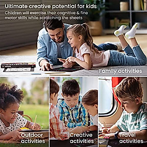 Arteza Scratch Paper, Set of 202 Notes, 3.5 x 3.5 Inches, 200 Rainbow and 2 Gold-Foil Star Backgrounds, Includes 2 Scratchers and 2 Sharpeners, Art Supplies for Craft and DIY Projects