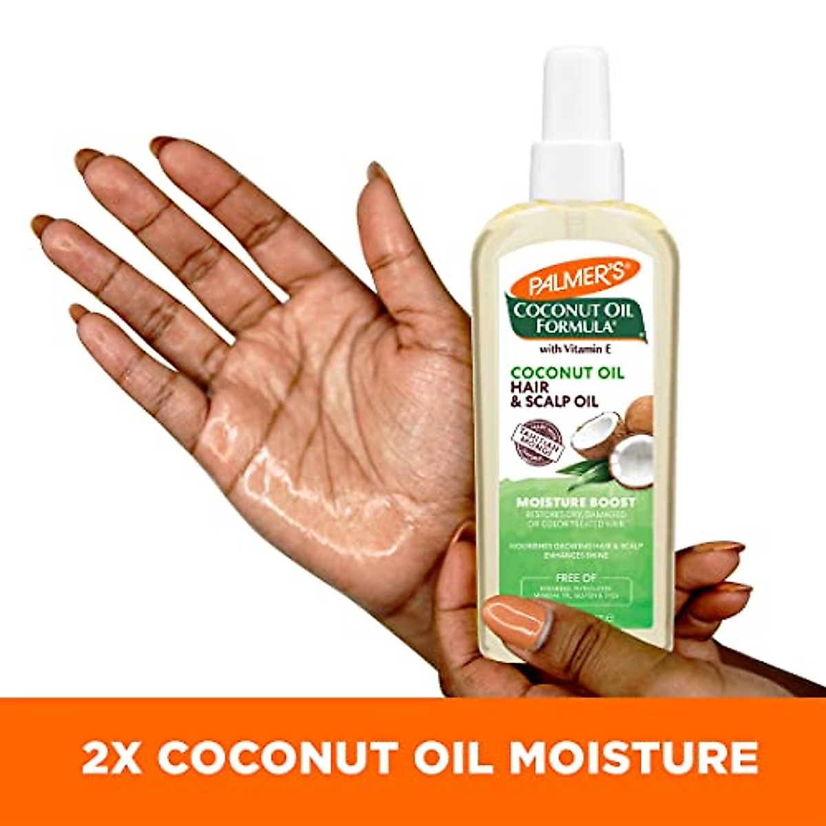 Palmer's Coconut Oil Moisture Boost, Restorative Hair and Scalp Oil Spray, Lasting Hydration and Shine for Dry or Damaged Hair, Promotes Scalp Health, 5.1 Oz