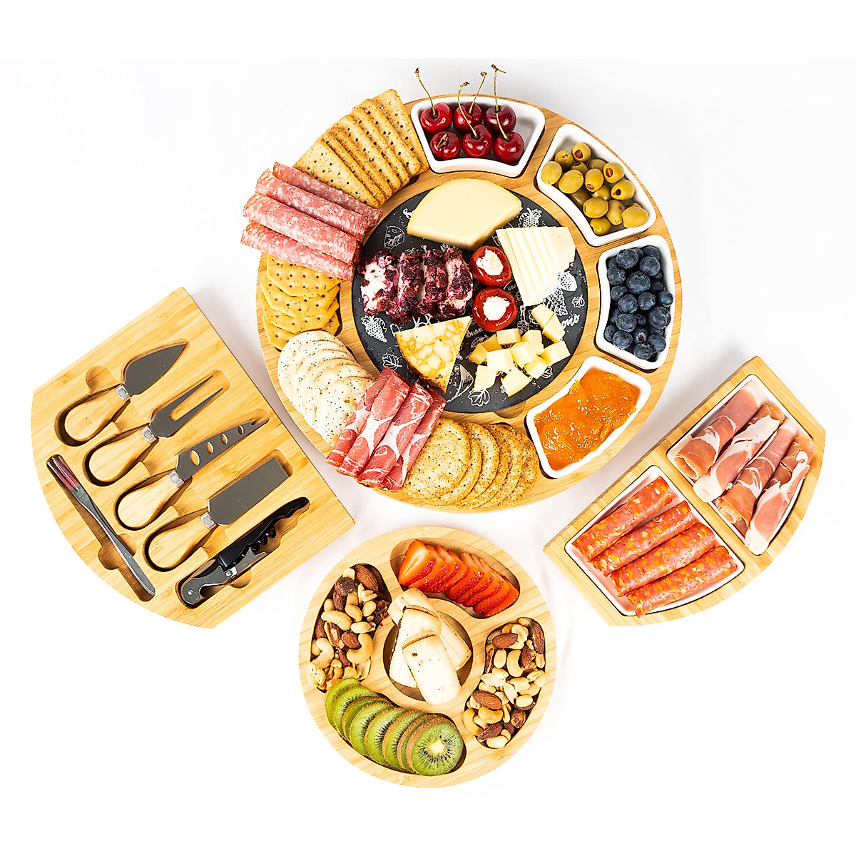 Blueberry USA Charcuterie Boards Set: Bamboo Cheese Board and Knife Set, Gifts for Women, Housewarming Gifts, New Home Gifts, Unique Gifts for Her, Anniversary & Wedding Gifts for Couples