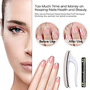 Premium Upgrade Nano Glass Nail File and Chamois Nail Buffers for Natural Nails and Acrylic Nails / All in One Step / beUakso Natural Nail Buffer and Shine Kit