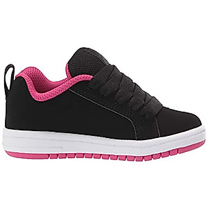 DC girls Court Graffik Skate Shoe, Black/Pink Stencil, 2 Little Kid US