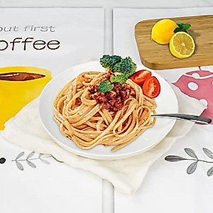 Cnyiyeci Pasta Bowls 30oz, Salad Plates 6 Packs 9” Large White Ceramic Serving Bowls Shallow for Noodles Salad oven Dishwasher Safe