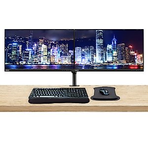 Lenovo ThinkVision S24e-20 23.8" Full HD WLED LCD Monitor 2-Pack Bundle with 1920 x 1080, Vertical Alignment, HDMI-VGA, Raven Black, MK270 Wireless Keyboard and Mouse, Gel Pads, Dual Monitor Stand