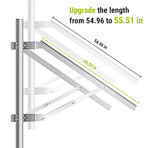 Newpowa Universal Solar Panel Double Arm with Support Pole and Wall Mount Bracket, 0-90° Tilt Angle, up to 400W/55.51" Width