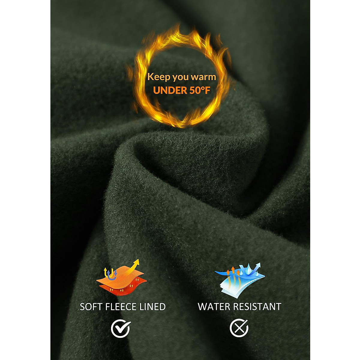 baleaf Women's Fleece Lined Leggings Thermal Warm Winter Tights High Waisted Thick Yoga Pants Cold Weather with Pockets Army Green S