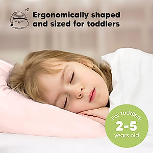 KeaBabies 2-Pack Toddler Pillow and Toddler Pillowcase for 13X18 Pillow Bundle - Organic Toddler Pillow (Misk Pink) and Pillowcase (Happy Dino) for Girl, Boy, Kids