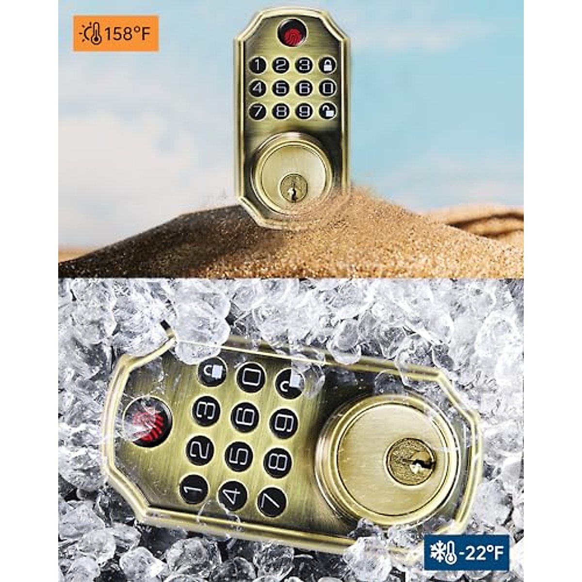 ZSZ Smart Locks for Front Door, Keyless Entry Door Lock with Fingerprint, Keypad & Code Unlock, No App/Internet Needed, Auto Lock, Function Setting with Voice, Install in 90 Seconds, Low-Battery Alert