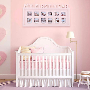 Agatige My First Year Baby Picture Frame, 12 Months Photo Frame Pink Memorable Photographs Albums Monthly Milestone for Newborn Baby Girls, Gift for Mom to Be