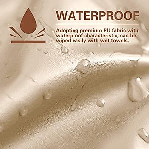 Auctus Polyurethane Leather T-Cushion Covers Waterproof Elastic Seat Covers, Waterproof Sofa Cushion Covers, Furniture Protectors, Sofa Cushion Covers, Sofa Seat Covers (2 Pieces, Light Camel)