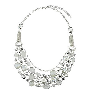 Bocar 4 PCS Newest Multi Layer Chain Crystal Colored Glaze Statement Women Strand Necklace (NK-10061-1 set)