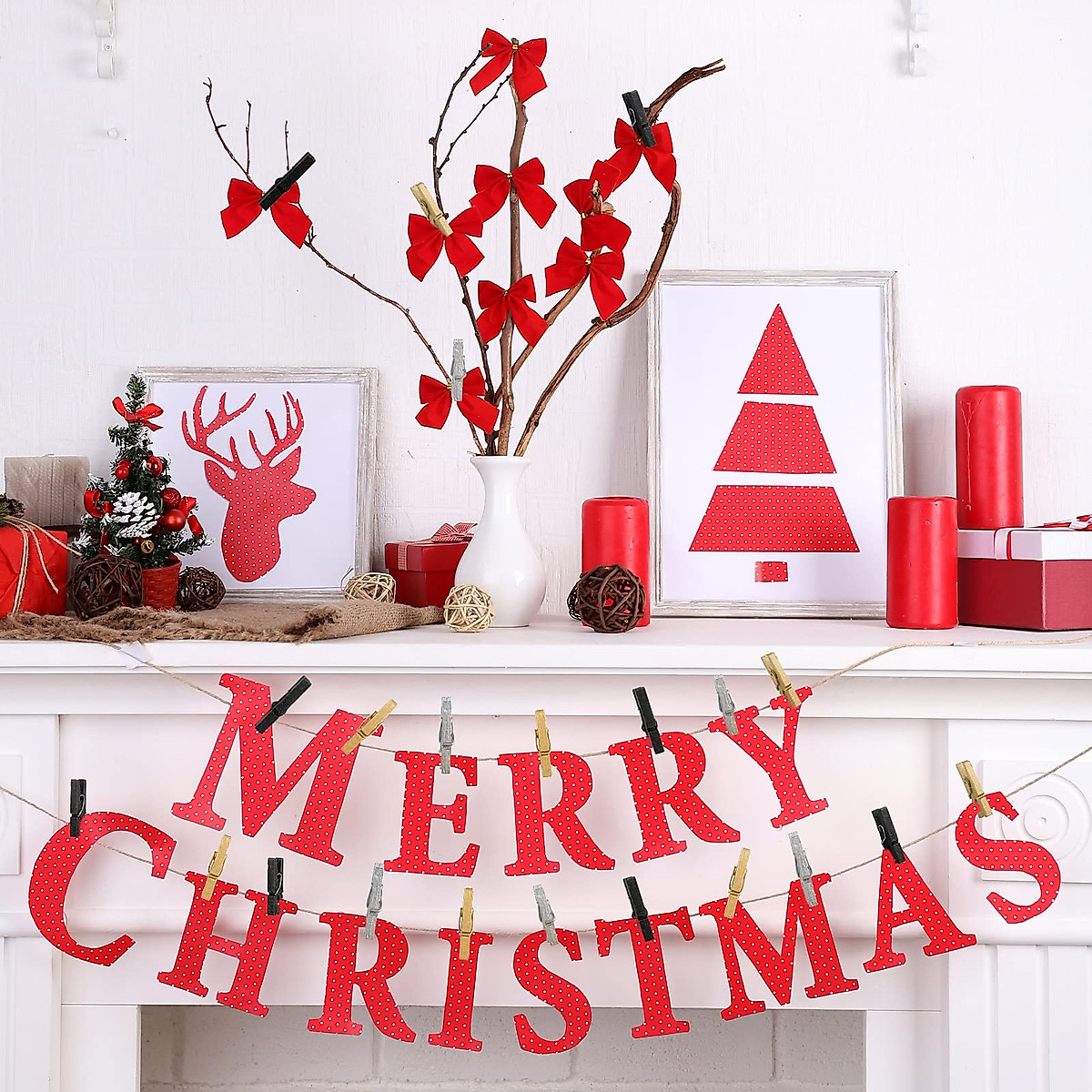 Jetec 200 Pcs Christmas Mini Wooden Clothespins for Craft Gold Silver Black Tiny Wooden Photo Paper Clip Wood Peg Pin Clips for Holding Photo Scrapbooking Picture Memo Card