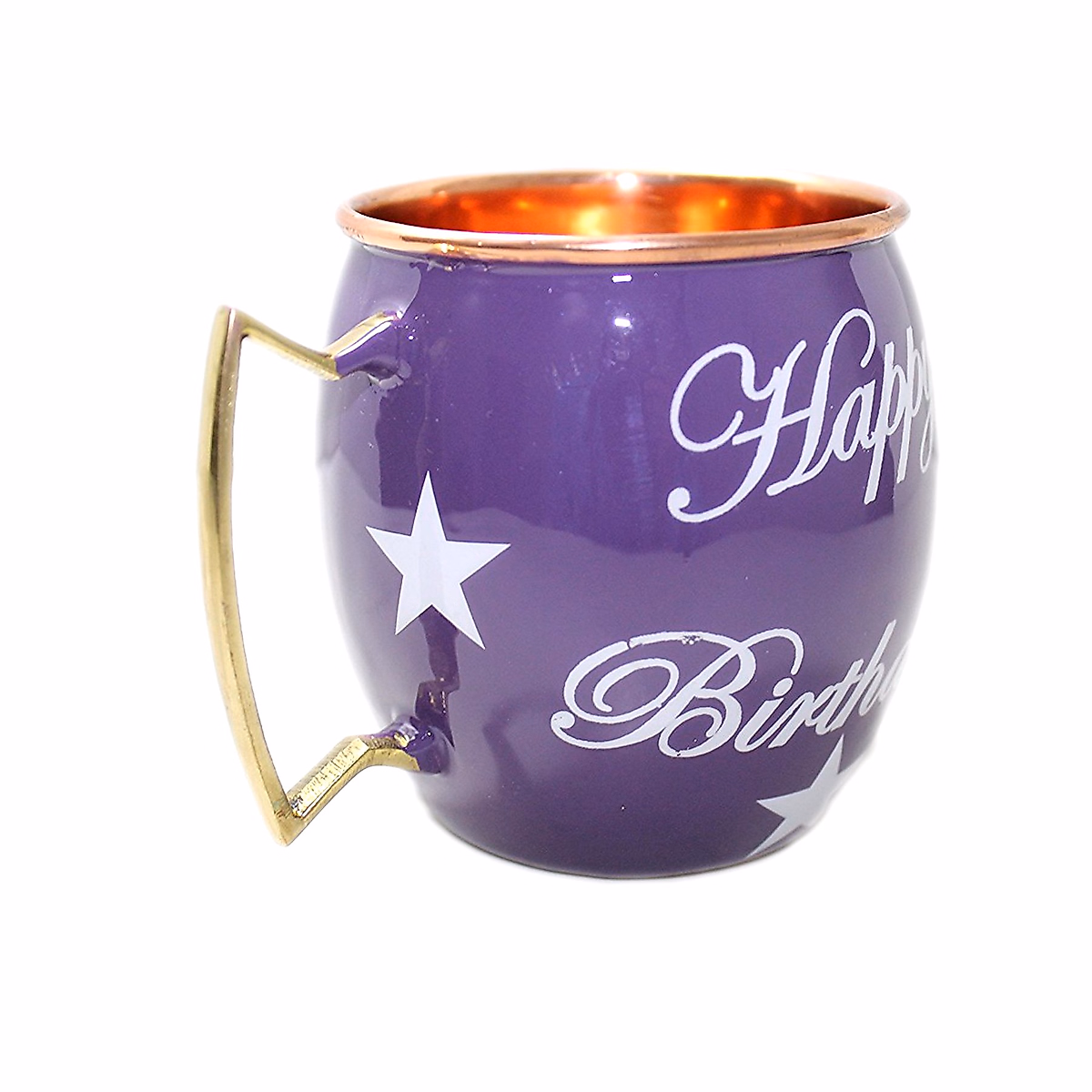 PARIJAT HANDICRAFT Happy Birthday Hand Painted Copper Mugs Special Deign For Gift On Birthday Moscow Mule Mugs Cups Mugs Smooth Finish.